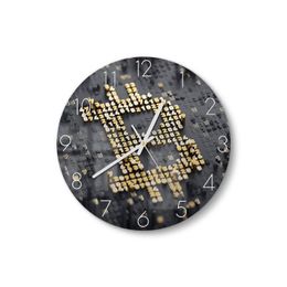 DEQORI Wanduhr 'Bitcoin Währungszeichen' (Glas Glasuhr modern Wand Uhr Design Küchenuhr)