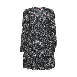 Esprit Minikleid V-Neck-Kleid mit Print und Raffungen
