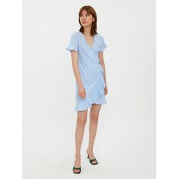 Véro Moda Vero Moda Shirtkleid Kurzes Wickel Kleid mit Rüschen VMHENNA (kurz) 5757 in Blau