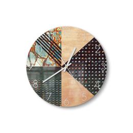 DEQORI Wanduhr 'Dekoratives Fliesendesign' (Glas Glasuhr modern Wand Uhr Design Küchenuhr)
