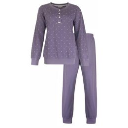 Tenderness Schlafanzug Warmer Damen Pyjama (2 tlg) Knopfleiste