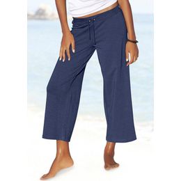 Beach Time Beachtime 7/8-Strandhose aus weichem Jersey, Wide-Leg, Jogginghose, Relaxhose, blau