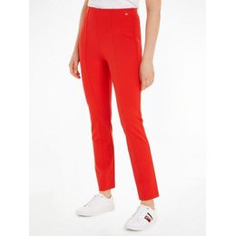 Tommy Hilfiger Strickhose SLIM ELEVATED KNITTED PANT mit Metall-Markenlabel, rot