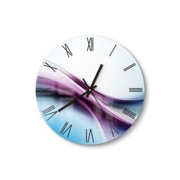 DEQORI Wanduhr 'Wellenförmiger Farbfluss' (Glas Glasuhr modern Wand Uhr Design Küchenuhr)