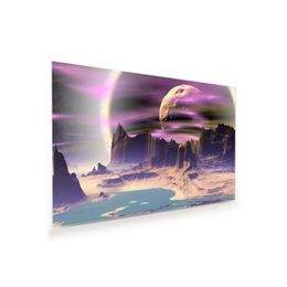 Primedeco Glasbild Wandbild Alien Planet