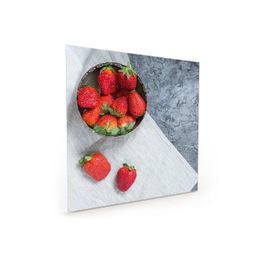 Primedeco Küchenrückwand Küchenrückwand Spritzschutz Glas mit Motiv Erdbeeren im Topf