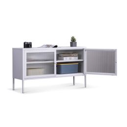 Coemo Sideboard wei&szlig; Tokio 115x35x64cm Metall Glast&uuml;ren