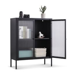 Coemo Highboard Tokio schwarz 90x35x110cm Metall Glast&uuml;ren