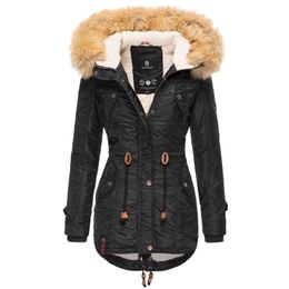 Navahoo Damen Hochwertiger Wintermantel Winterparka mit großem Kunstfell La Viva