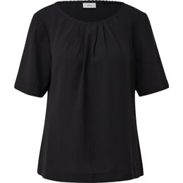 s.Oliver BLACK LABEL Shirtbluse, Raffungen, Kurzarm, für Damen, schwarz, 42