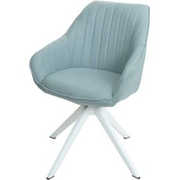 HHG - Esszimmerstuhl 786, Küchenstuhl Stuhl mit Armlehne, drehbar Stoff/Textil mint-grün - green