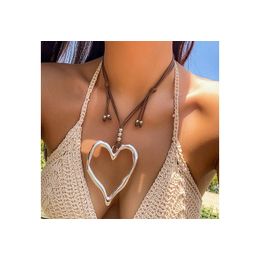 AUKUU Kette mit Anhänger Sweet Cool Exaggerated Big Love Heart Pendant Necklace
