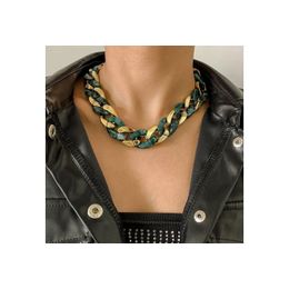AUKUU Kette mit Anhänger Acryl Metall Halskette – Retro Aluminium Ketten Halskette für Damen