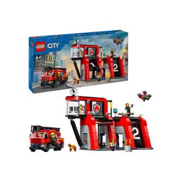 Lego® Konstruktionsspielsteine City Feuerwehrstation mit Drehleiterfahrzeug