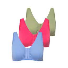 Ulla Popken Bustier Bustiers 3er-Pack Vorderverschluss Mikrofaser