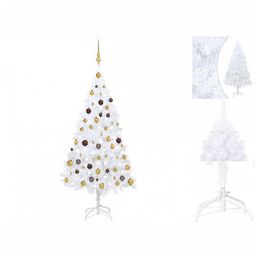 vidaXL Künstlicher Weihnachtsbaum Künstlicher Weihnachtsbaum mit LEDs Kugeln Weiß 150 cm PVC