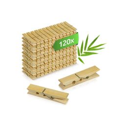 ECENCE Wäscheklammern 120x Wäscheklammern Holzklammern Bambus 60 x 12.5