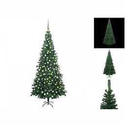 vidaXL Künstlicher Weihnachtsbaum Künstlicher Weihnachtsbaum mit LEDs Kugeln L 240 cm Grün