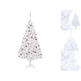 vidaXL Künstlicher Weihnachtsbaum Künstlicher Weihnachtsbaum mit LEDs Kugeln Weiß 210 cm PVC