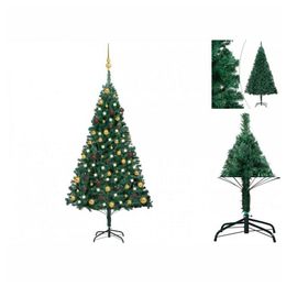 vidaXL Künstlicher Weihnachtsbaum Künstlicher Weihnachtsbaum mit LEDs Kugeln Grün 150 cm PVC