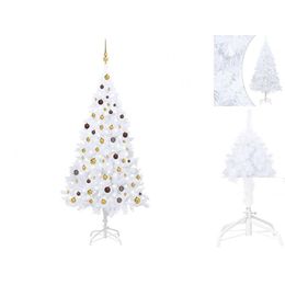 vidaXL Künstlicher Weihnachtsbaum Künstlicher Weihnachtsbaum mit LEDs Kugeln Weiß 210 cm PVC