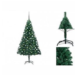 vidaXL Künstlicher Weihnachtsbaum Künstlicher Weihnachtsbaum mit LEDs Kugeln Grün 180 cm PVC