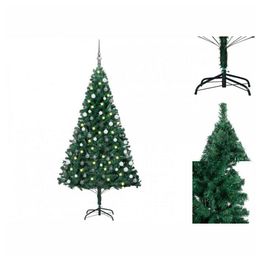 vidaXL Künstlicher Weihnachtsbaum Künstlicher Weihnachtsbaum mit LEDs Kugeln Grün 150 cm PVC