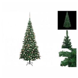vidaXL Künstlicher Weihnachtsbaum Künstlicher Weihnachtsbaum mit LEDs Kugeln L 240 cm Grün