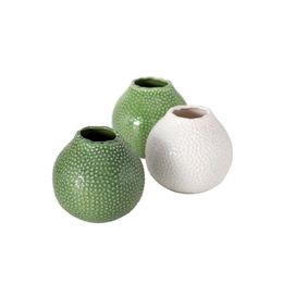 Boltze Dekovase Deko Vasen 3er Set Grün und Weiß aus Keramik Tischdekoration