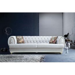 JVmoebel 3-Sitzer Weißer Chesterfield Dreisitzer Modernes Sofa Stilvolle Wohnzimmer