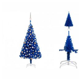 vidaXL Künstlicher Weihnachtsbaum Künstlicher Weihnachtsbaum mit LEDs Kugeln Blau 120 cm PVC