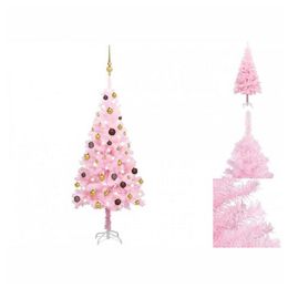 vidaXL Künstlicher Weihnachtsbaum Künstlicher Weihnachtsbaum mit LEDs Schmuck Rosa 120 cm PVC