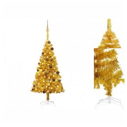 vidaXL Künstlicher Weihnachtsbaum Künstlicher Weihnachtsbaum mit LEDs Kugeln Golden 120cm PET
