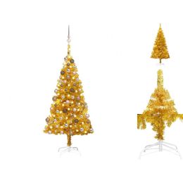 vidaXL Künstlicher Weihnachtsbaum Künstlicher Weihnachtsbaum mit LEDs Kugeln Golden 120cm PET