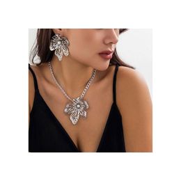AUKUU Kette mit Anhänger Dekorativer Schmuck – Übertreibung Retro-Stil Große Blumen Halskette