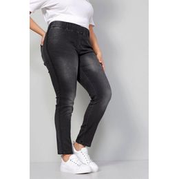 MIAMODA Lederimitathose Jeggings Tight Fit Zierstreifen Elastikbund