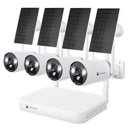LUVISION Dual WLAN Solar Akku Überwachungssystem 10 Kanal NVR 4MP Überwachungskamera Set Mikrofon