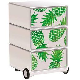 PAPERFLOW easyOffice Tropical Rollcontainer weiß, bunt 4 Auszüge 39,0 x 43,6 x 64,2 cm