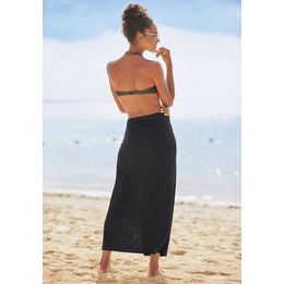 Lascana Strandrock mit hohem Schlitz, Midirock mit Knotendetail, auch als Kleid, schwarz