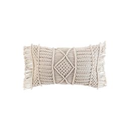 Macosa Home Dekokissen 30x50 cm Boho beige braun Baumwolle Sofakissen Zierkissen