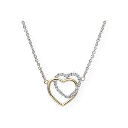 JuwelmaLux Kette mit Anhänger JuwelmaLux Halskette 333/000 (8 Karat) Gold- und Weißgold Herz mit Zir (1-tlg)