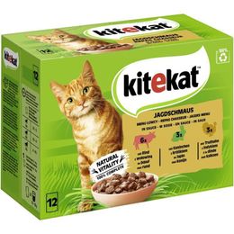 KITEKAT Katzenfutter Multipack Jagdschmaus in Sauce, 12x85g