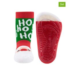 Ewers 2er-Set: ABS-Socken "Santa" in Rot - 23/24