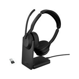 Jabra Evolve2 55, mit Ladestation, Headset schwarz, Stereo, UC, USB-A, Link380a