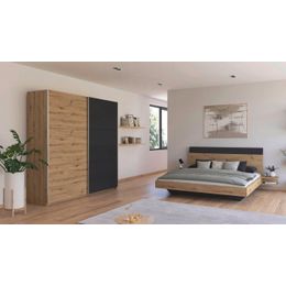 Rauch Schlafzimmer-Set Monza, mit Schwebetürenschrank Breite 218 cm, Bettanlage in 2 Breiten, braun|grau