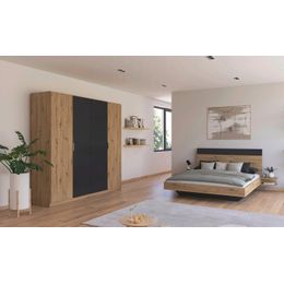 Rauch Schlafzimmer-Set Monza, mit Drehtürenschrank Breite 226 cm, Bettanlage in 2 Breiten, braun|grau