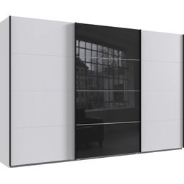 wimex Schwebetürenschrank Norderstedt INKLUSIVE 2 Stoffboxen und 2 zusätzliche Einlegeböden, mit Glastür, schwarz|weiß