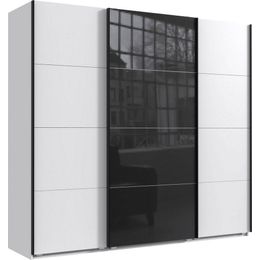 wimex Schwebetürenschrank Norderstedt INKLUSIVE 2 Stoffboxen und 2 zusätzliche Einlegeböden, mit Glastür, schwarz|weiß
