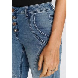 Boysen's Boysen's Skinny-fit-Jeans mit glitzernden Zierknöpfen - NEUE KOLLEKTION, blau
