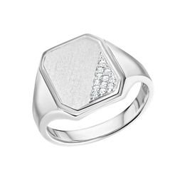 Firetti Fingerring Schmuck Geschenk Silber 925 Herrenring Silberring Siegelring, mit Zirkonia (synth), silberfarben|weiß